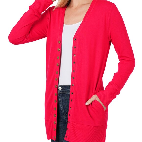 Zenana Outfitters | Sweaters | Clearancenew Zenana Ruby Lightweight Snap Button Sweater Cardigan ...